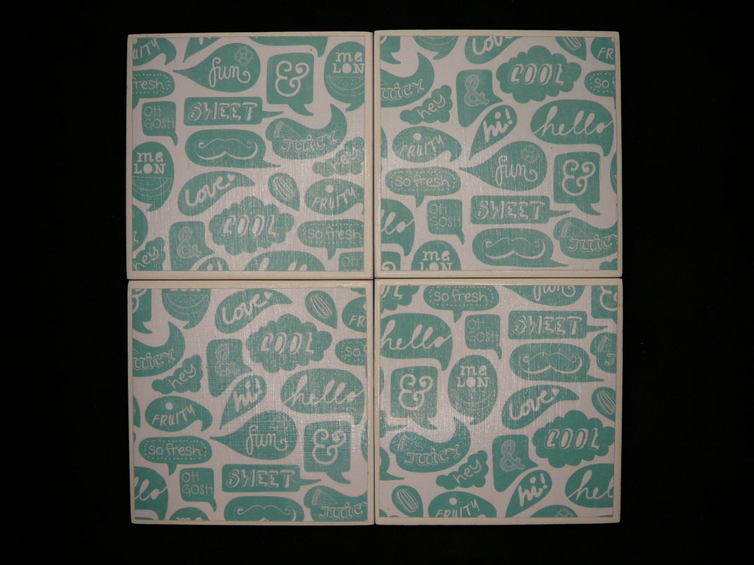 Caption's Ceramic Tile Coasters Set of 4 - Etsy