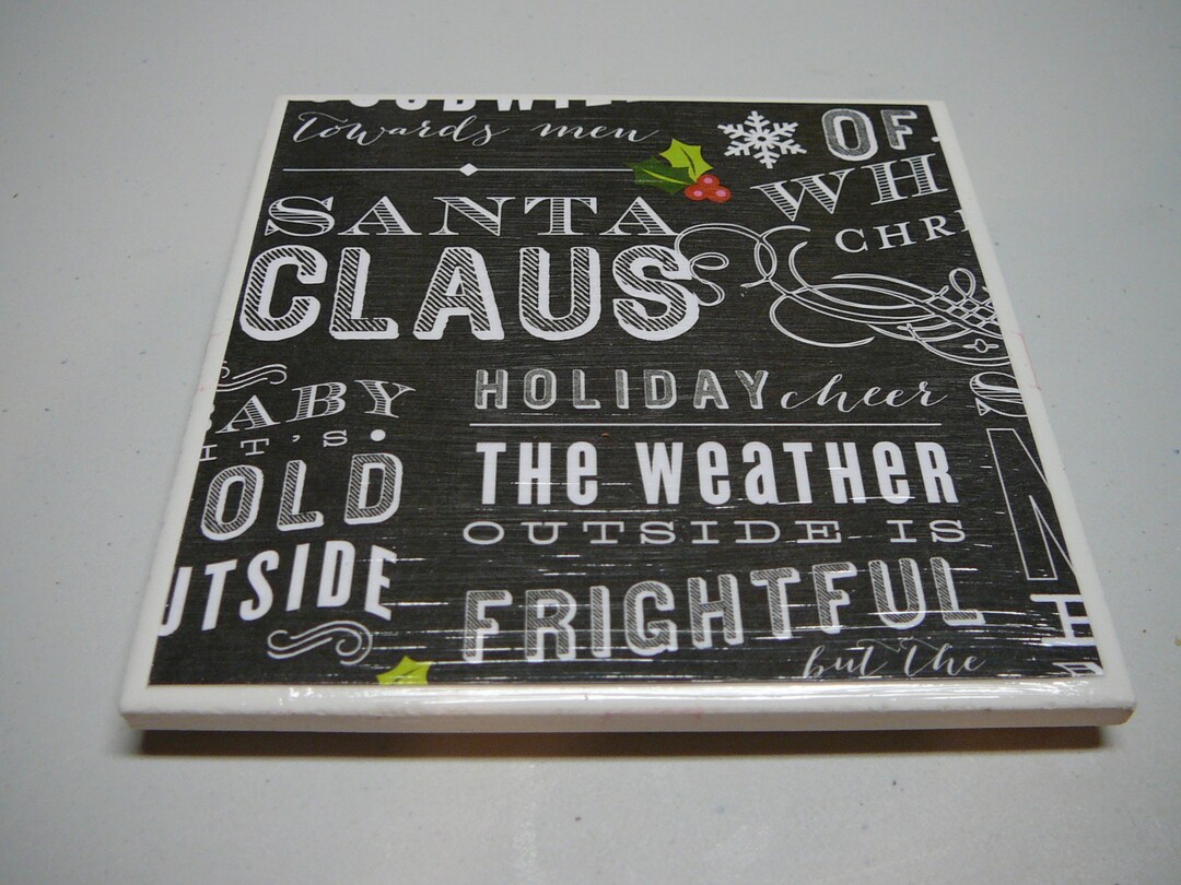 Christmas Ceramic Tile Coasters Set of 4 - Etsy