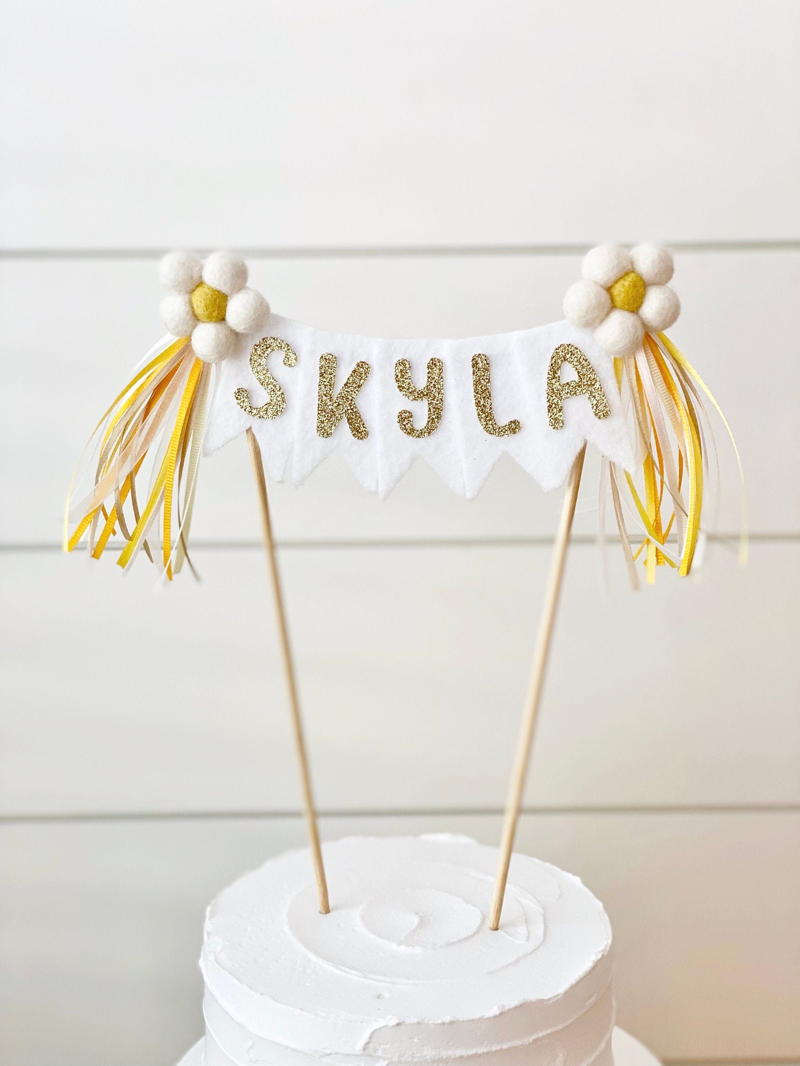 Daisy Cake Topper Custom Name Cake Topper Felt Daisy Cake - Etsy