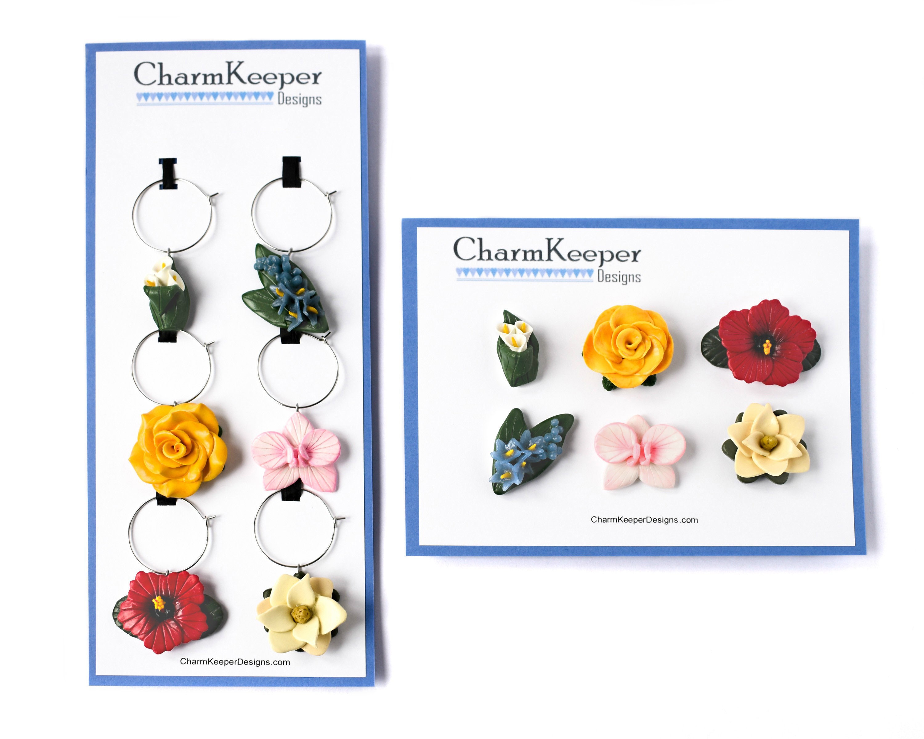 Flower Wine Glass Charm Markers Unique Wine Gift | Etsy