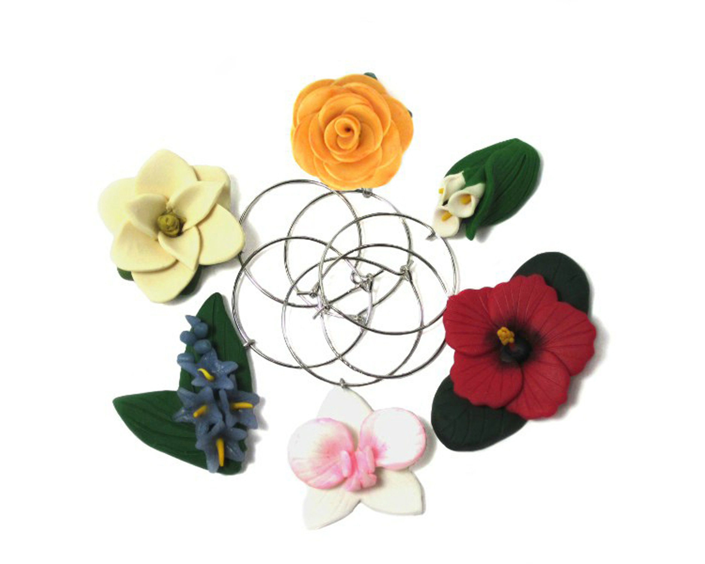 Flower Wine Glass Charm Markers Unique Wine Gift - Etsy