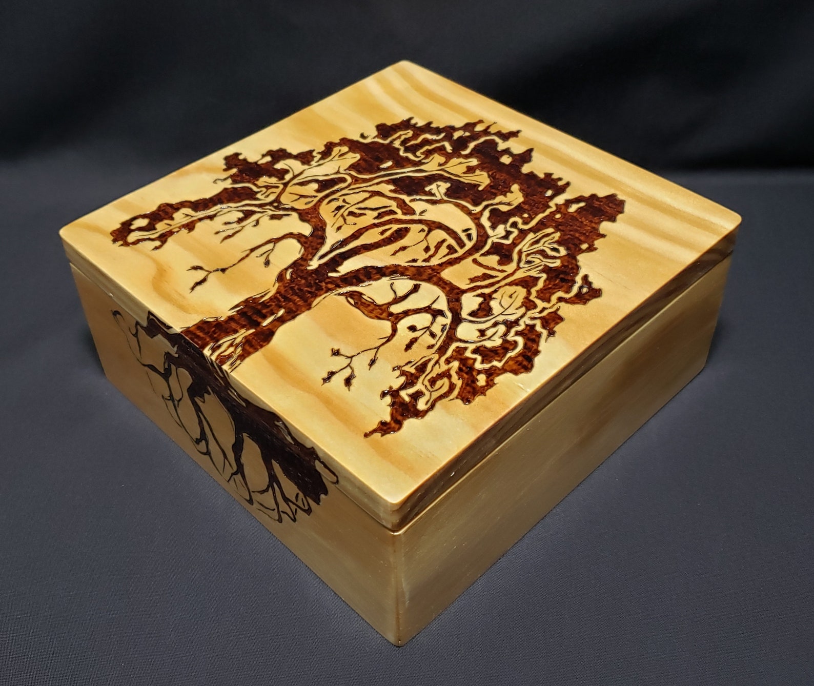 Handmade Wood Burned Tree of Life Gift Box, Keepsake Box, Trinket Box ...