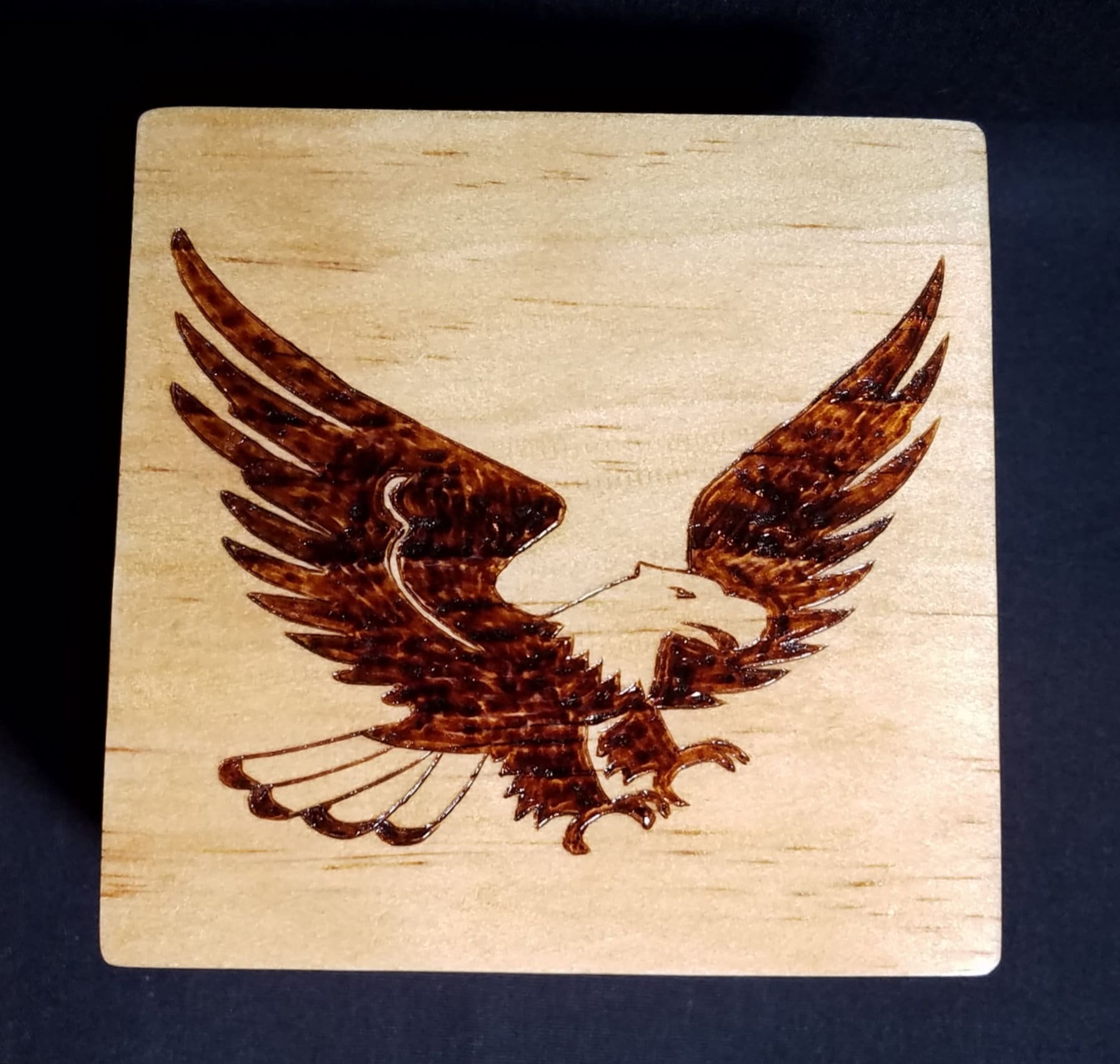 Handmade Wood Burned Eagle Gift Box, Keepsake Box, Trinket Box, Storage ...