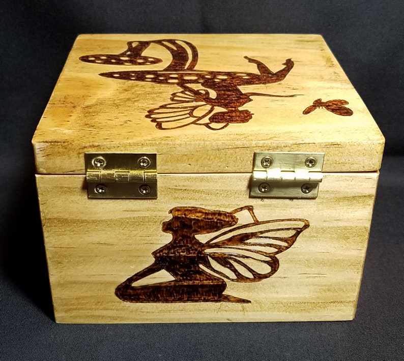 Handmade Wood Burned Fairies Gift Box, Keepsake Box, Trinket Box ...