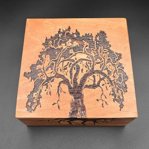 Handmade Wood Burned Tree of Life Gift Box, Keepsake Box, Trinket Box ...
