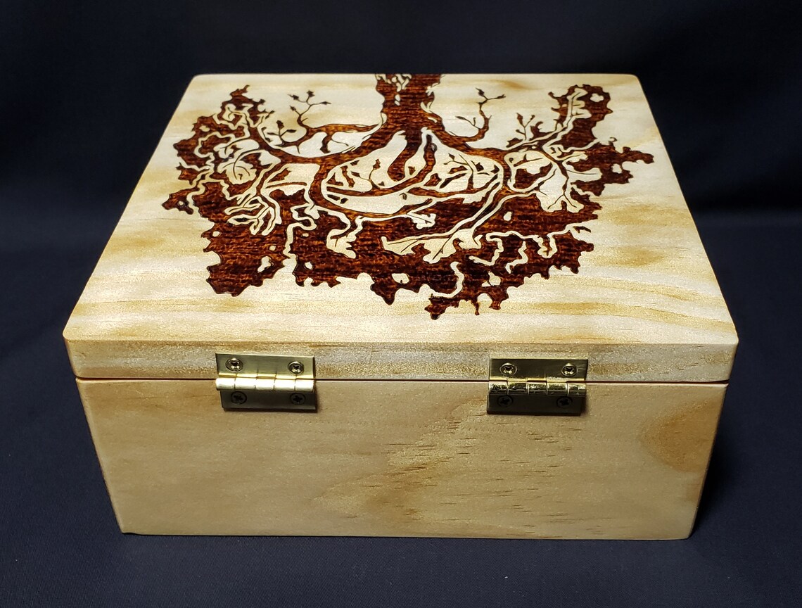 Handmade Wood Burned Tree of Life Gift Box, Keepsake Box, Trinket Box ...