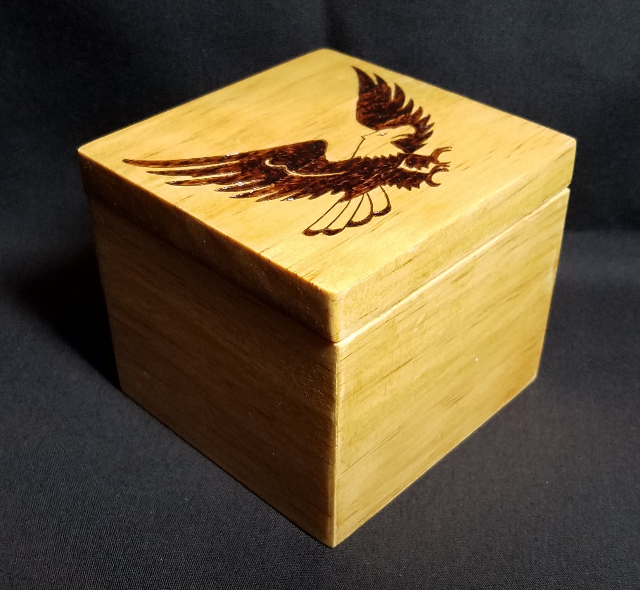Handmade Wood Burned Eagle Gift Box, Keepsake Box, Trinket Box, Storage ...