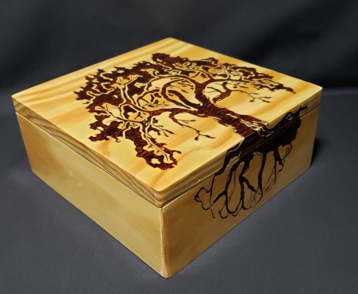 Handmade Wood Burned Tree of Life Gift Box, Keepsake Box, Trinket Box ...
