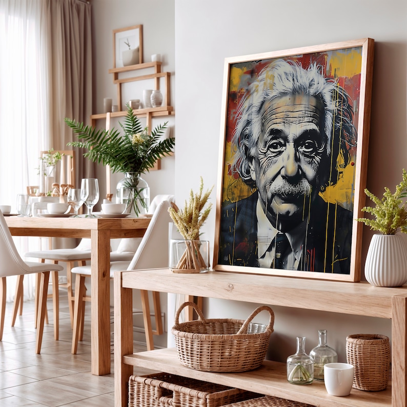 Albert Einstein Wall Art Print, Albert Einstein Art Poster, Graffiti ...