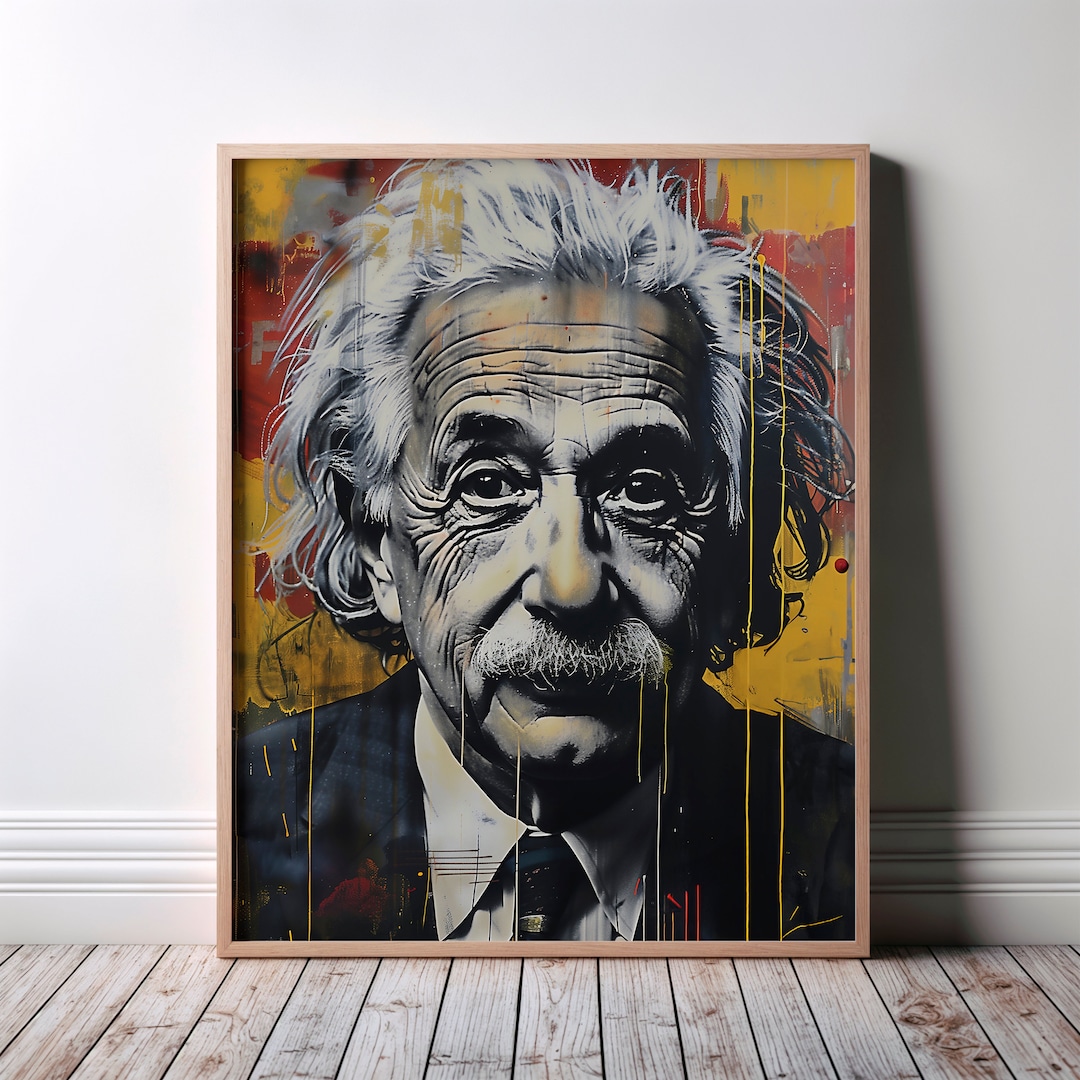 Albert Einstein Wall Art Print, Albert Einstein Art Poster, Graffiti Print, Street Art Poster ...