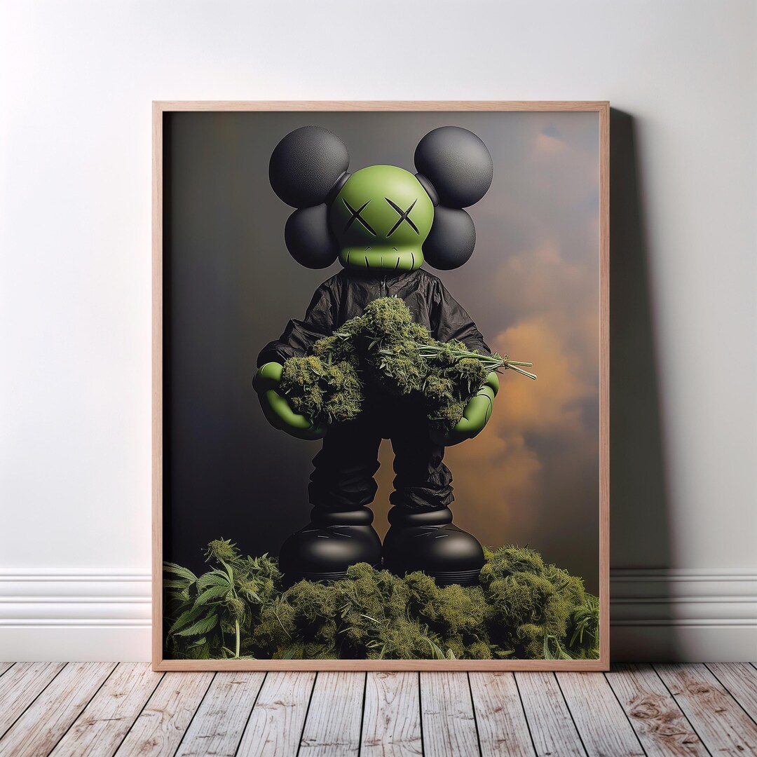 KAWS Inspired Cannabis Wall Art Poster, Kaws Poster, Kaws Print, Kaws ...