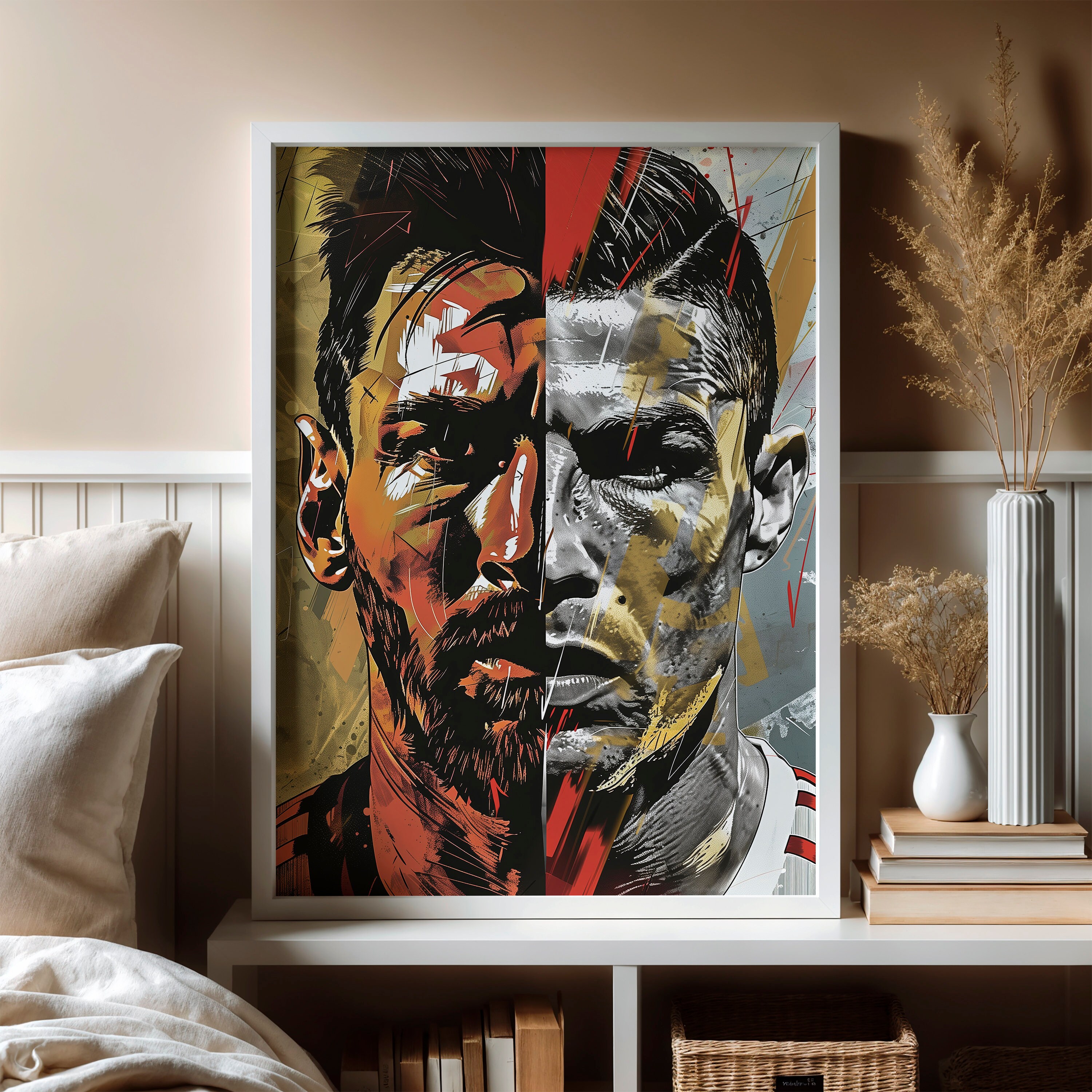 Lionel Messi Wall Art, Cristiano Ronaldo Wall Art Poster, Football ...