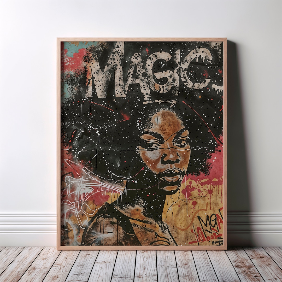 African Wall Art Poster, Black Urban Art, Afrocentric Art, Black ...