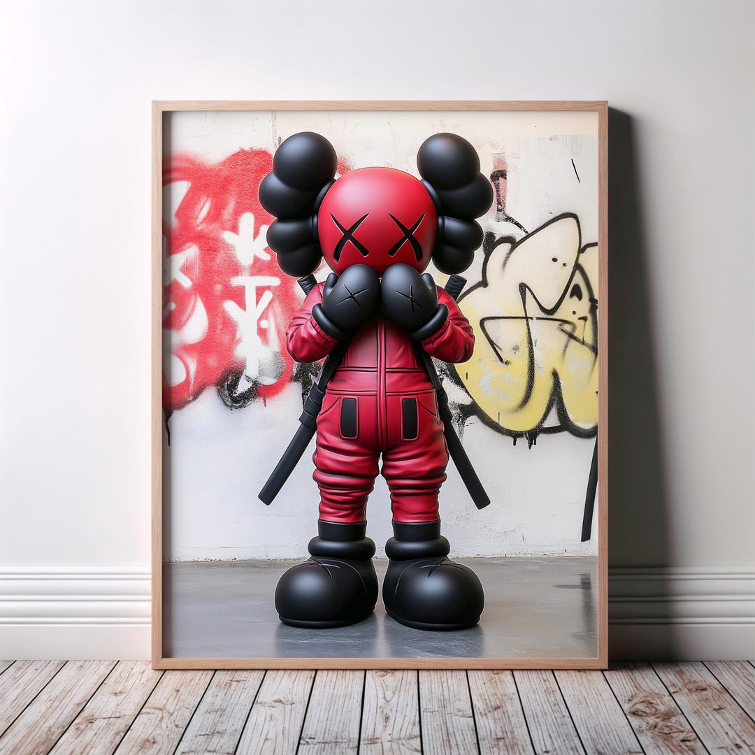 KAWS Wall Art Poster, Red Kaws Poster, Kaws Print, Kaws Wall Art, Kaws ...