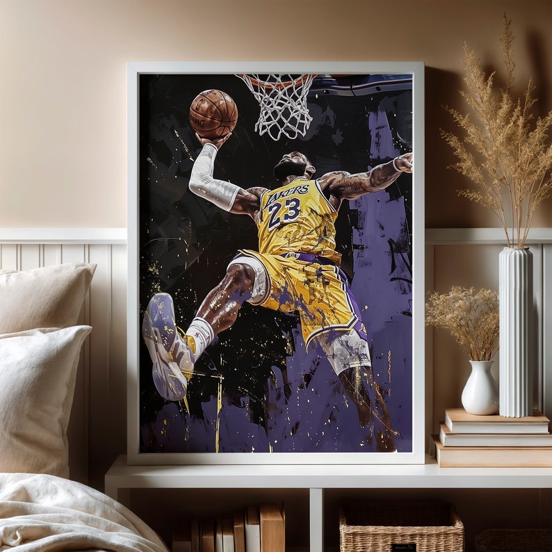 Lebron James Wall Art, King James, the Lakers Print, Basketball Print ...