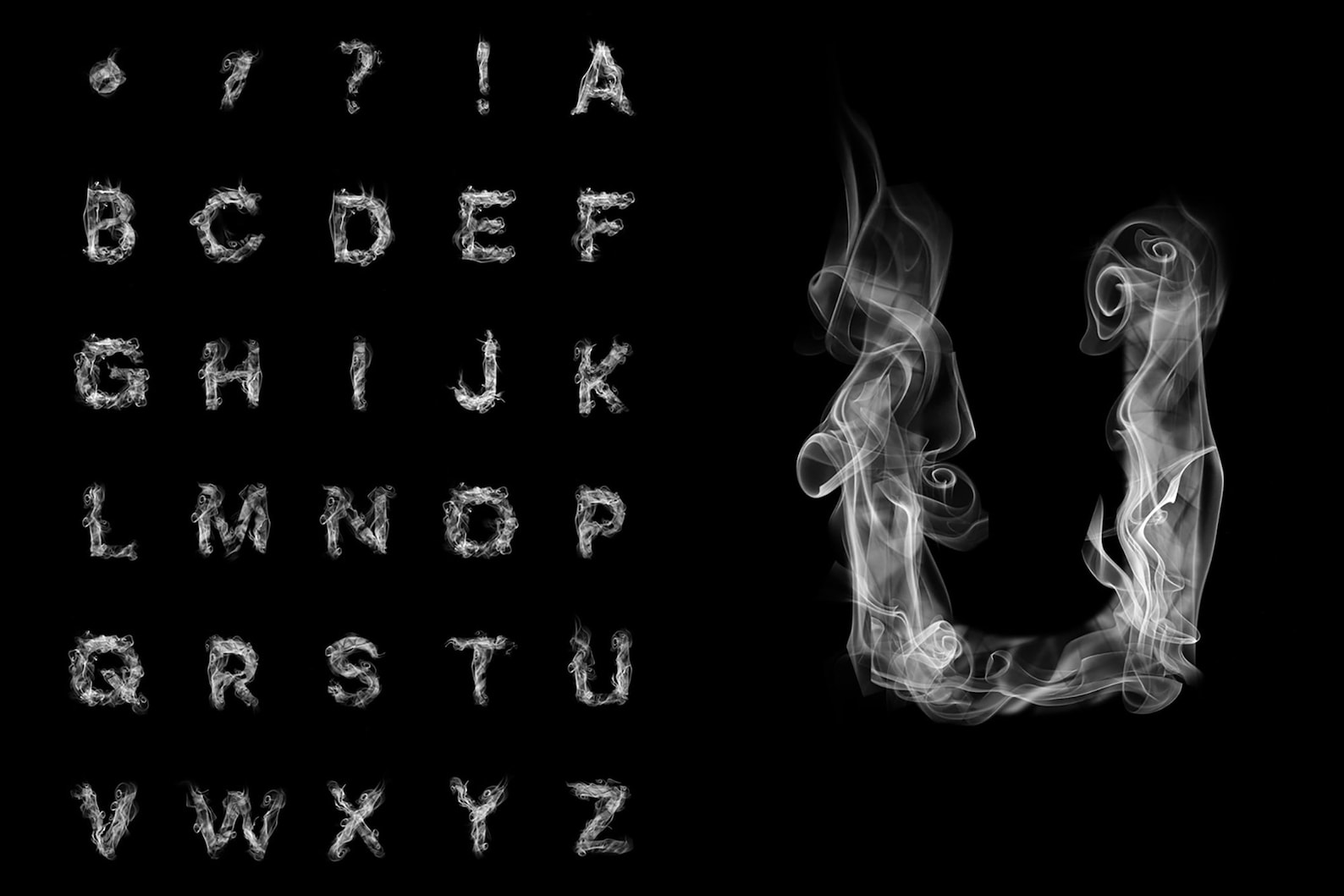 Smoke Alphabet PNG Letters, Smoking Alphabet, Set of Letters in Smoke ...