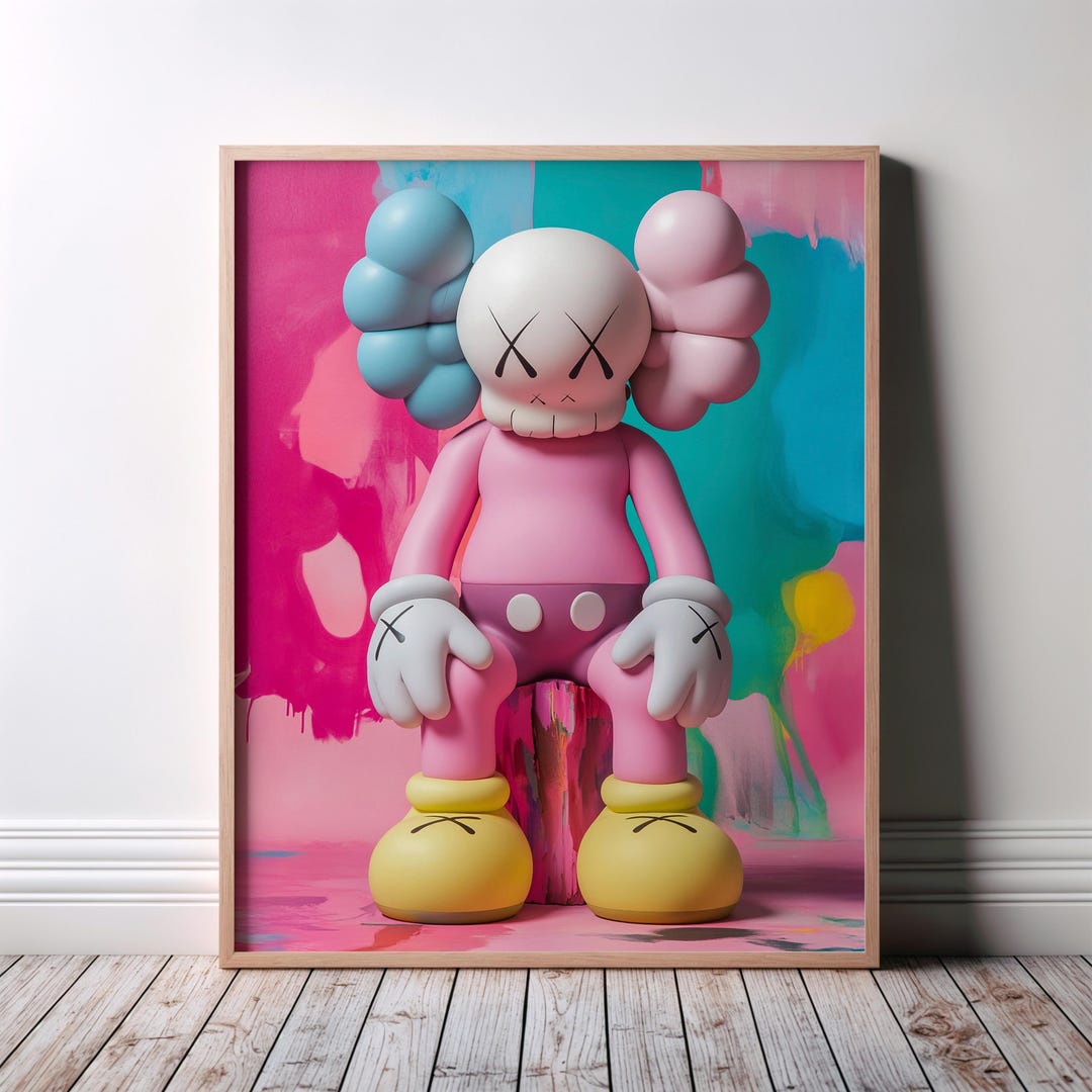 KAWS Inspired Pink Wall Art Poster, Kaws Poster, Kaws Print, Kaws Wall ...