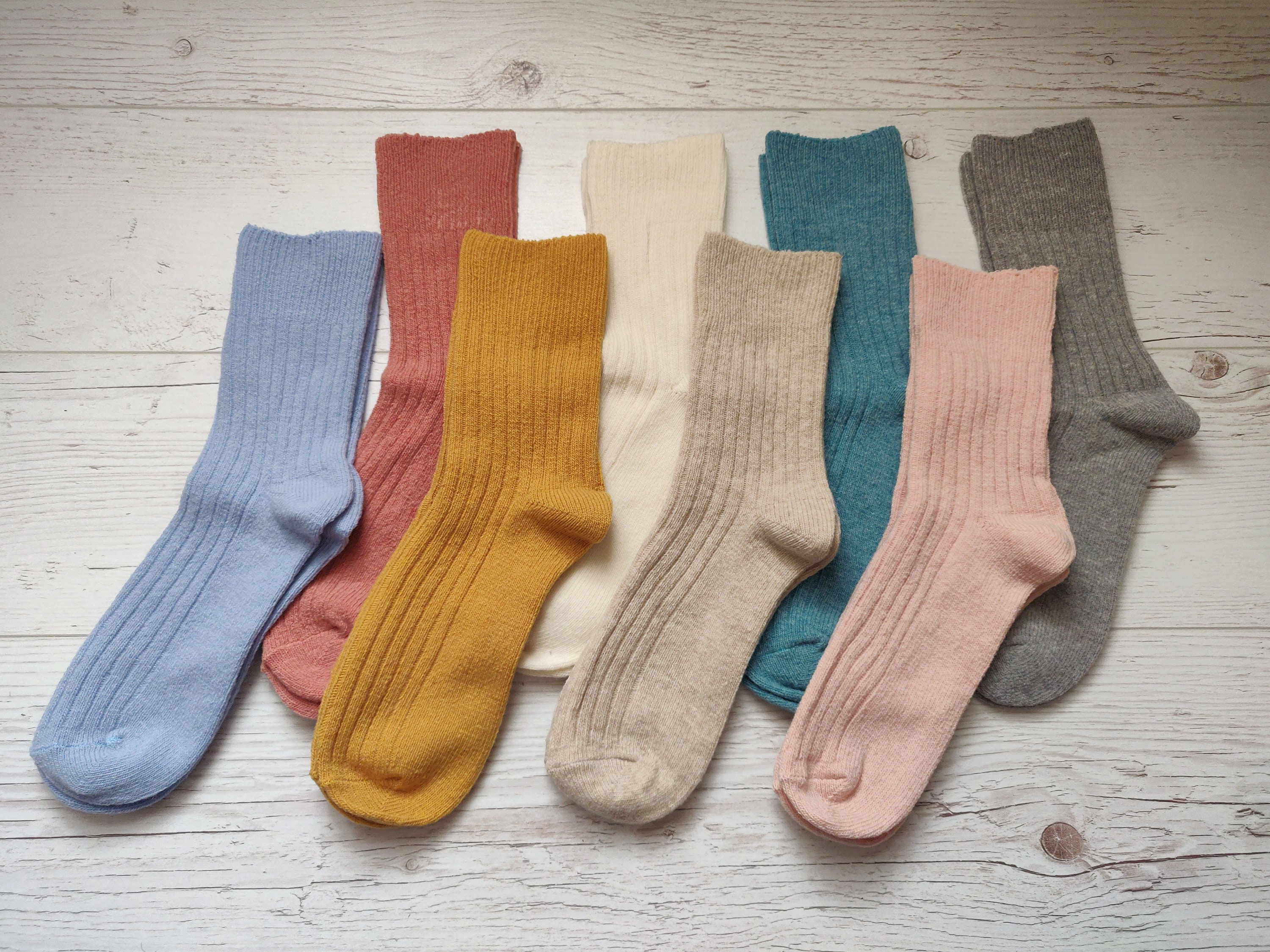 Cozy Merino Wool Plain Socks - Etsy