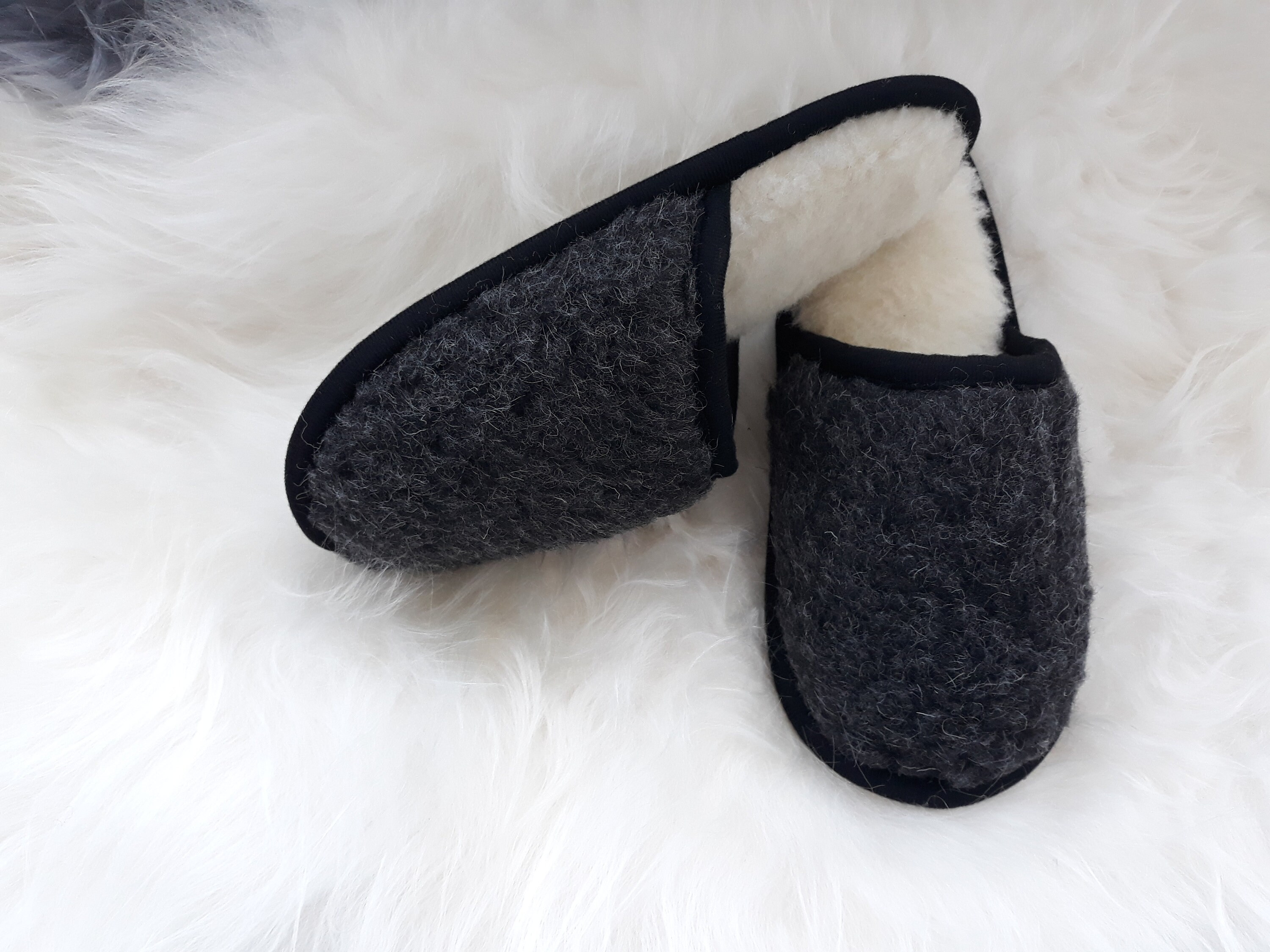 Eco Womens / Mens Merino Pure Sheeps Wool Slippers Black - Etsy UK