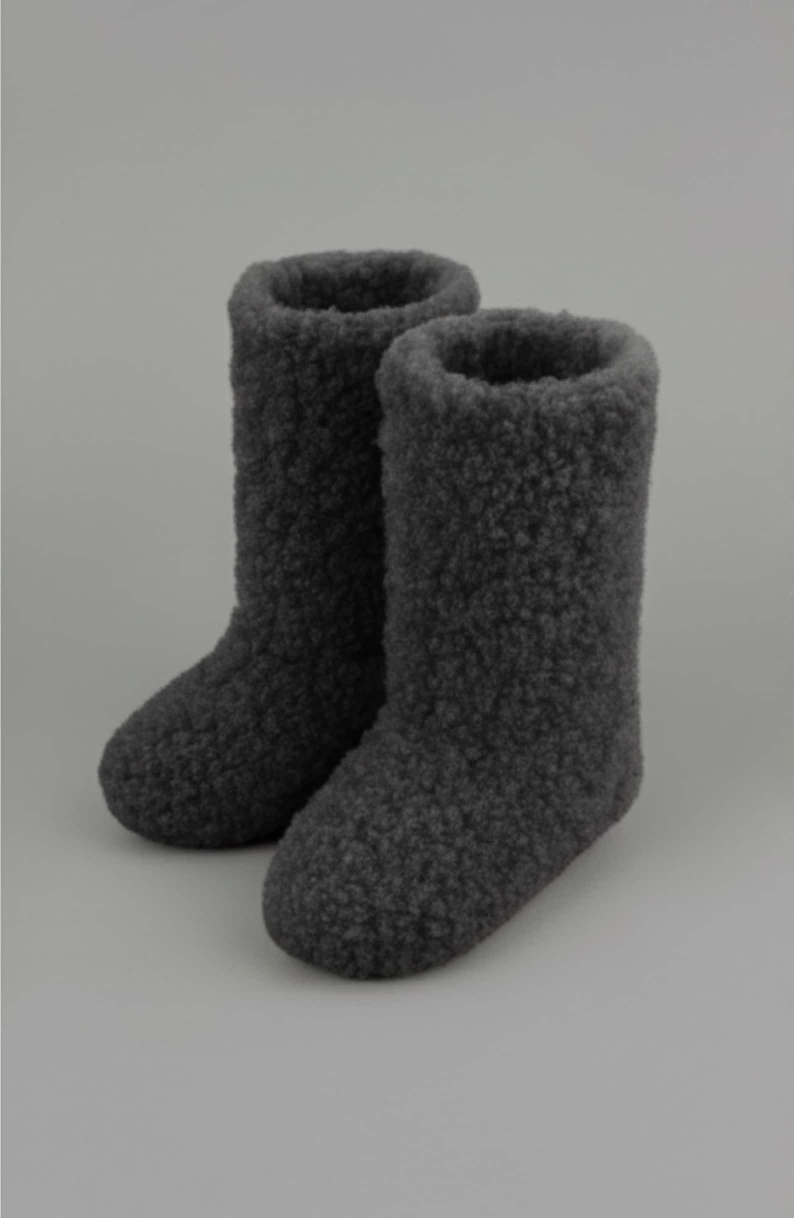 Womens/ Mens White Tall Merino Pure Sheeps Wool Slippers/ Ladies Boots ...