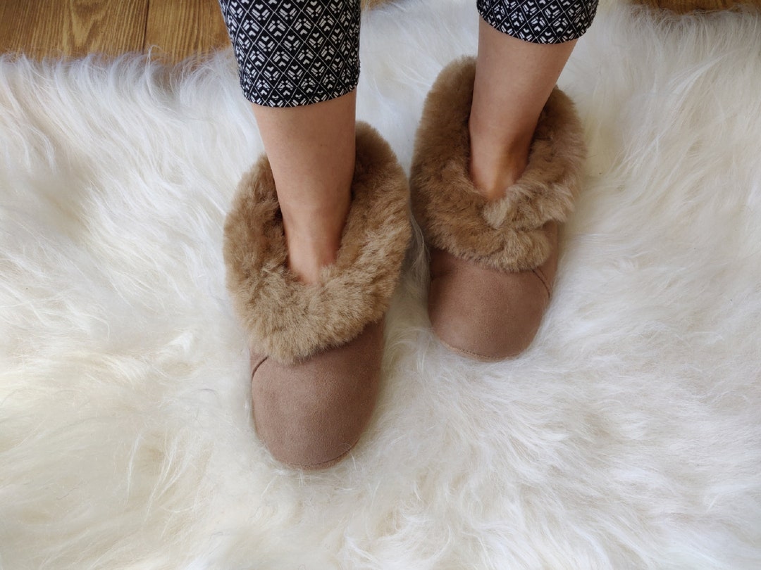Shearling Brown Women's Slippers - Ladies Sheepskin Wool Slippers ...