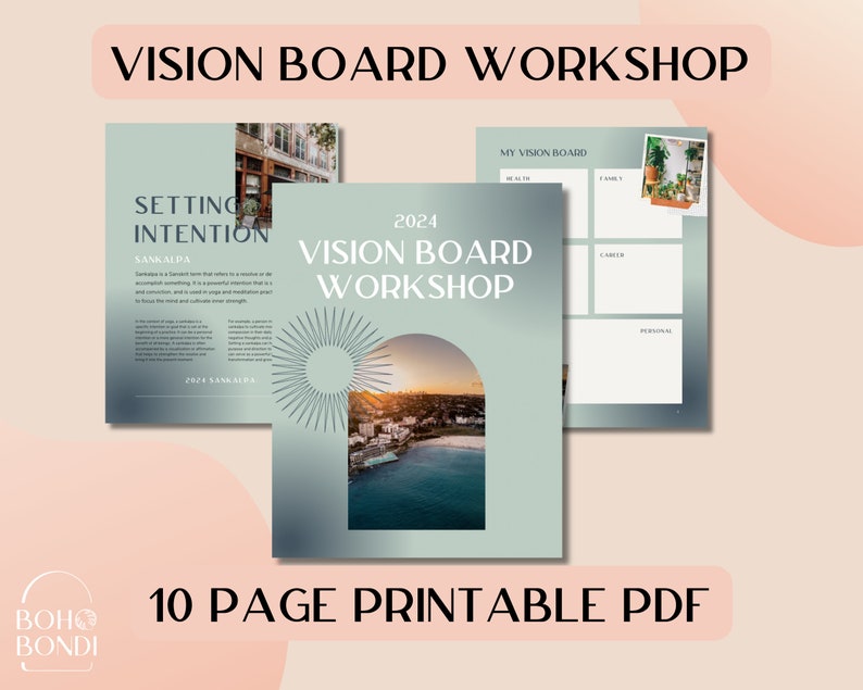 2024 Vision Board Template, Vision Board Workshop, Manifestation Guide ...