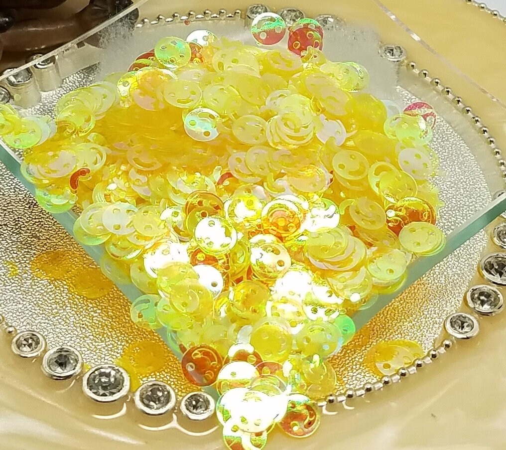 Smiley Face Glitter Shapes! Cute Yellow Iridescent Specialty Shapes ...