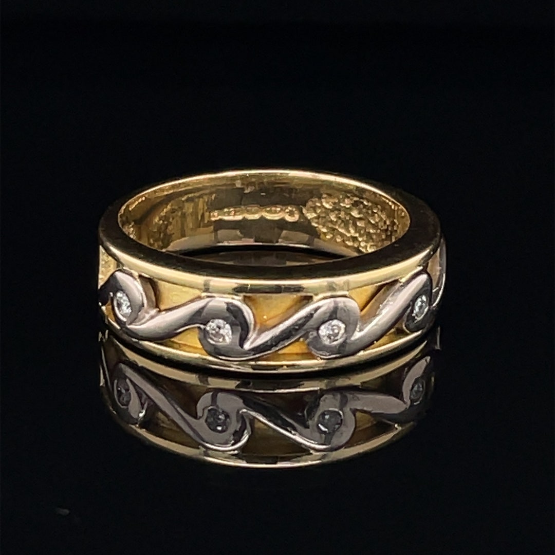 Diamond Wedding Band, Greek Key Wedding Ring, Antique Diamond Wedding ...