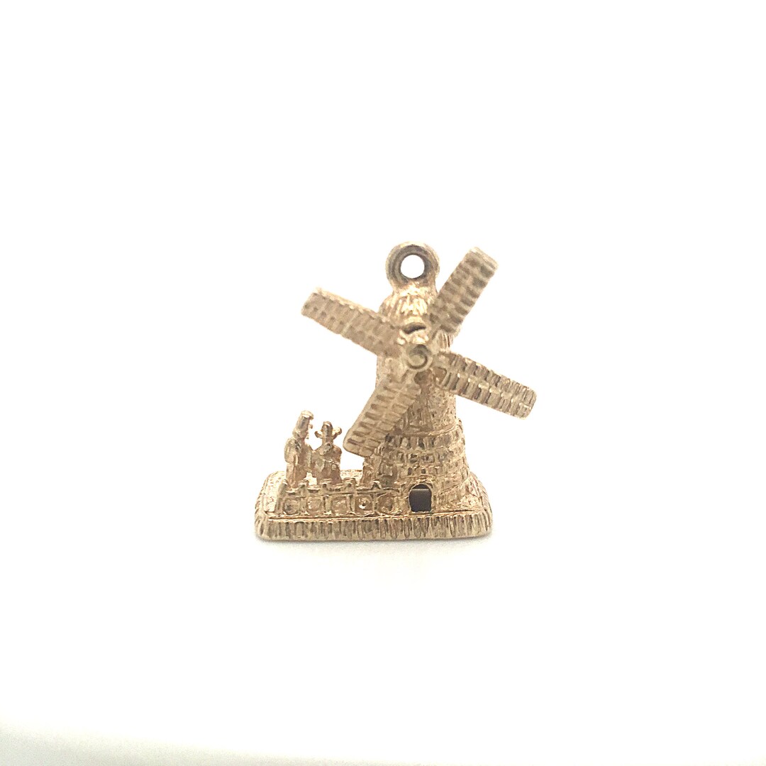 Gold Windmill Pendant, Windmill Charm, Dutch Windmill, Vintage Windmill ...