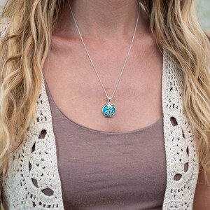 Silver Turquoise OM Pendant With 18 Chain, 925 Sterling Silver Lotus ...