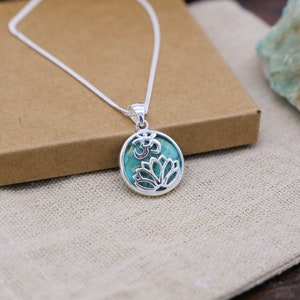 Silver Turquoise OM Pendant With 18 Chain, 925 Sterling Silver Lotus ...