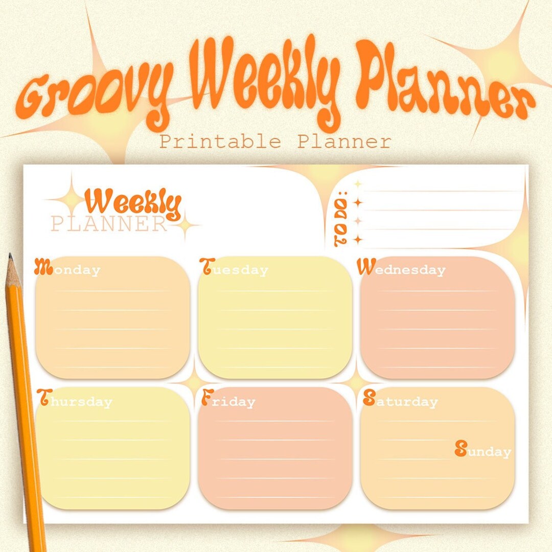 Weekly Planner Groovy Vibes Vintage Inspired Retro 70's Aesthetic A4/A5 ...
