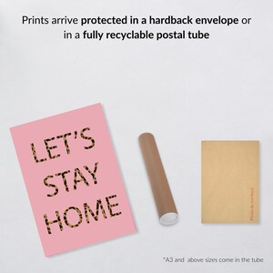Leopard Print 'let's Stay Home' Typography Wall Art With Pink ...