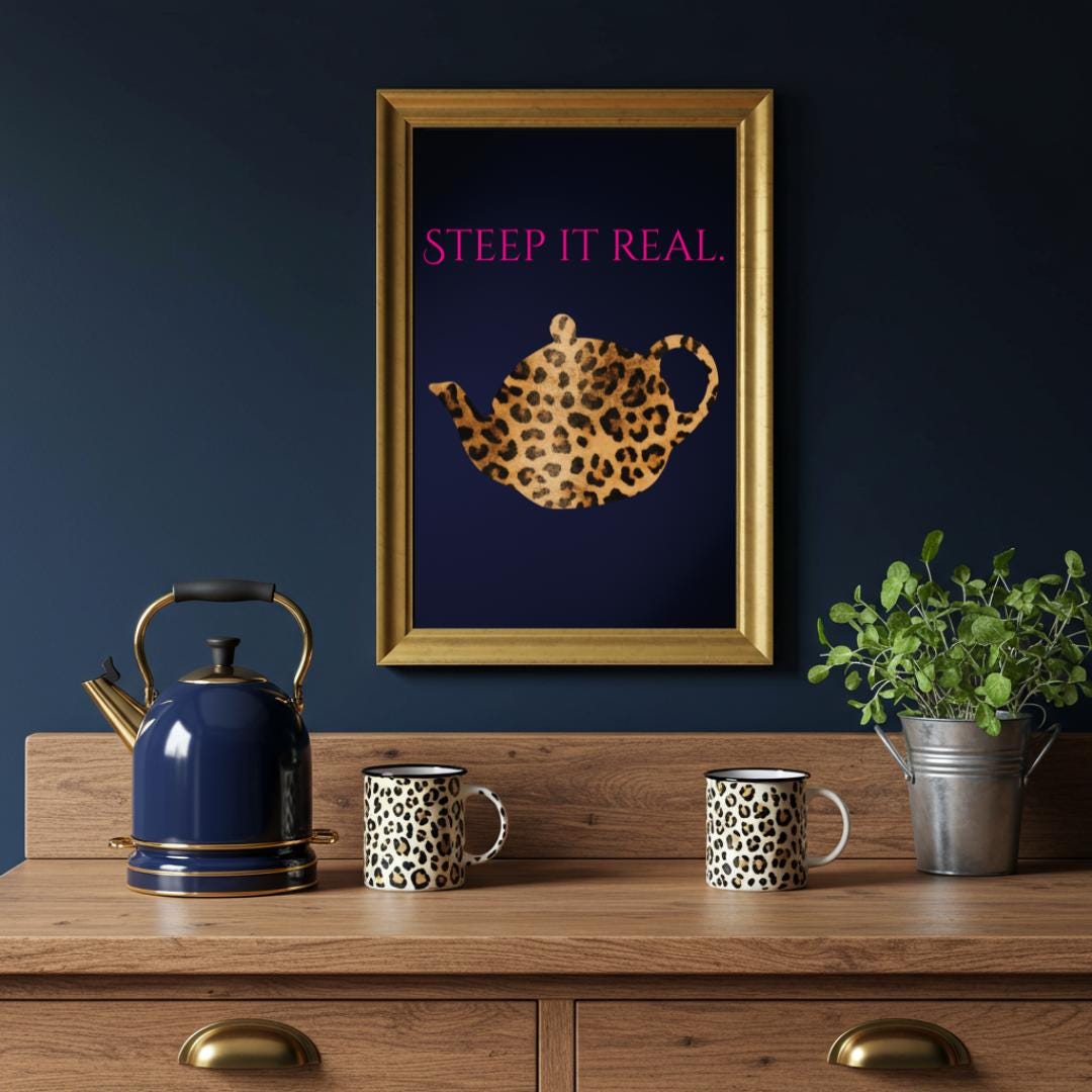 Leopard Print Teapot Art: Funny Kitchen Print, Maximalist Decor - Etsy