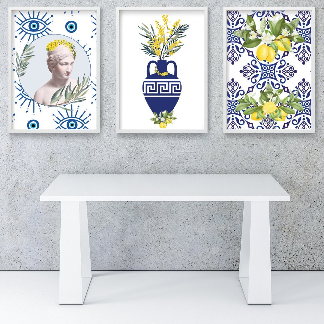Maximalist Greek Style Wall Print Set, Mediterranean Inspired Wall ...