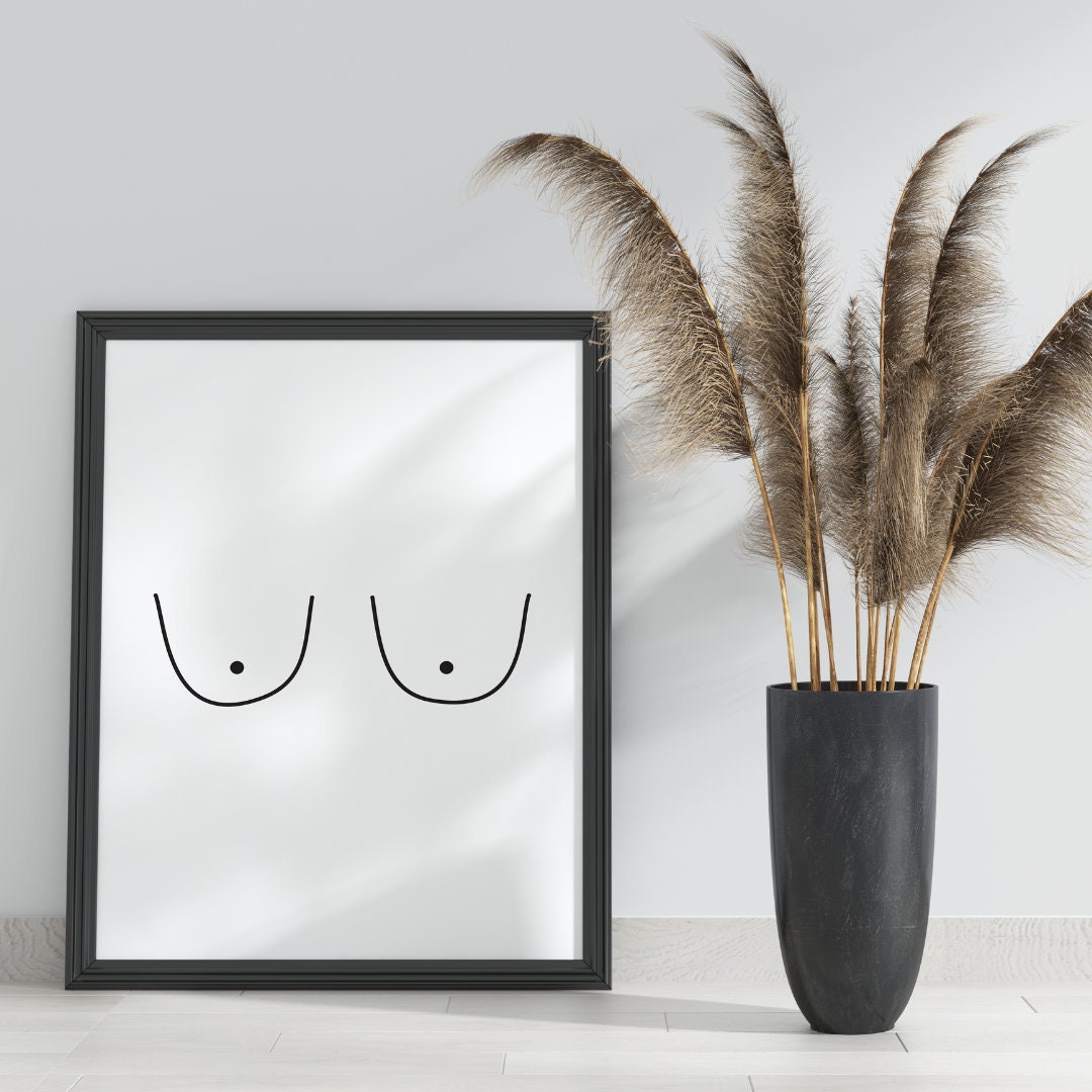 Boobs Art Print Nude Line Art Prints Breast Wall Art Etsy