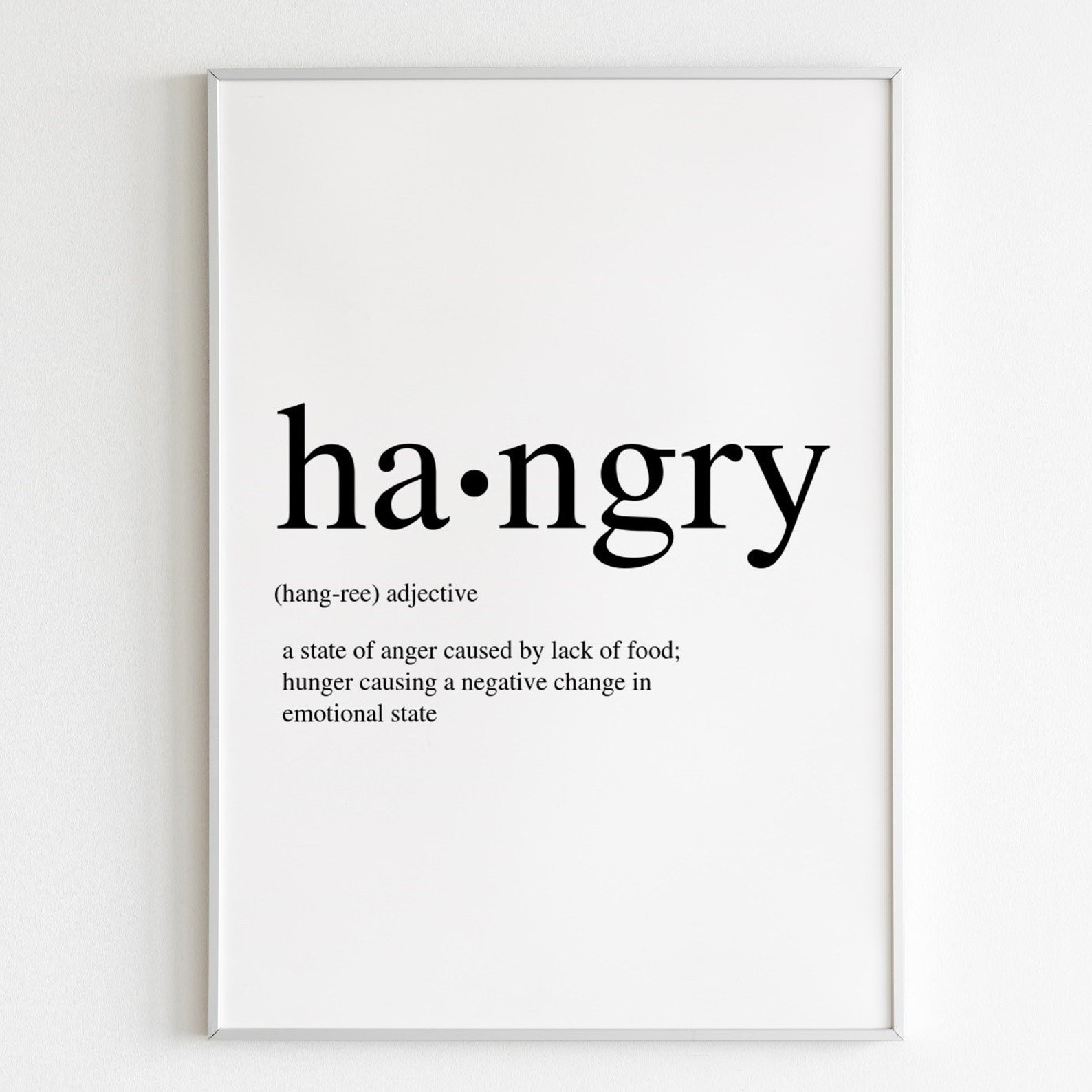 Hangry wall art print kitchen wall decor definition quote | Etsy