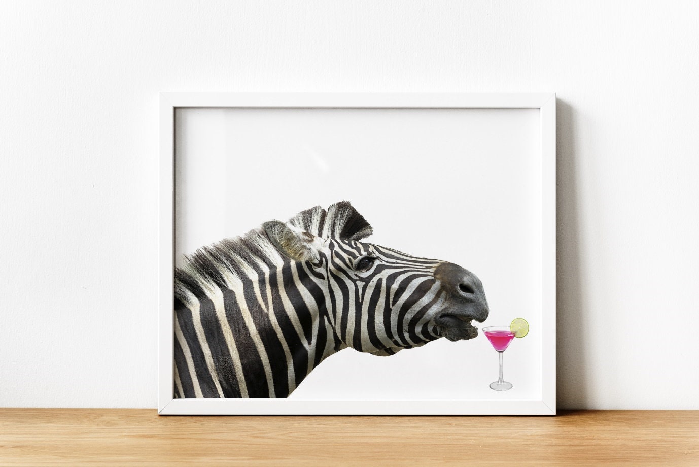 Quirky Zebra Wall Art Cocktail Wall Print Animal Theme Home | Etsy UK