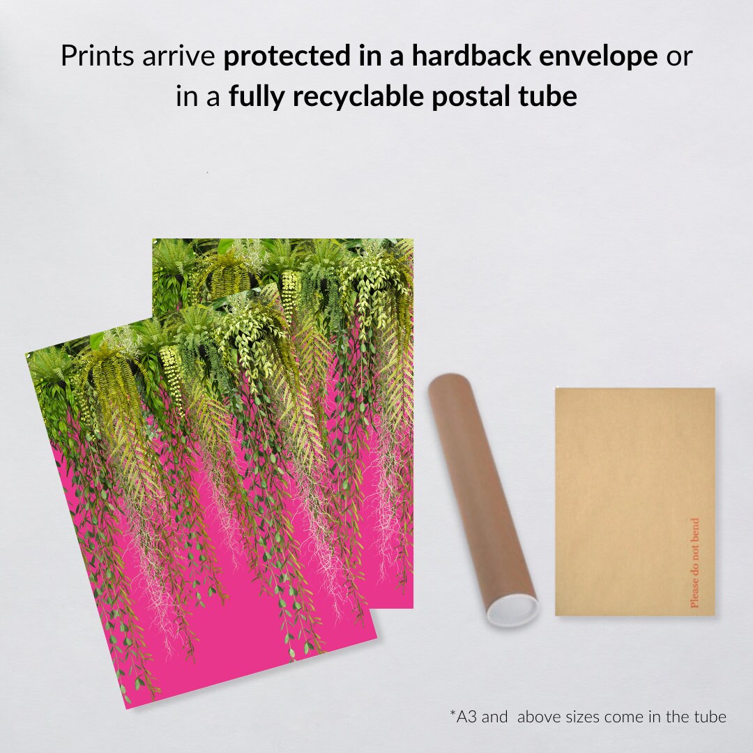 Hot Pink Tropical Hanging Botanical Wall Art Set of 2 | Vibrant ...