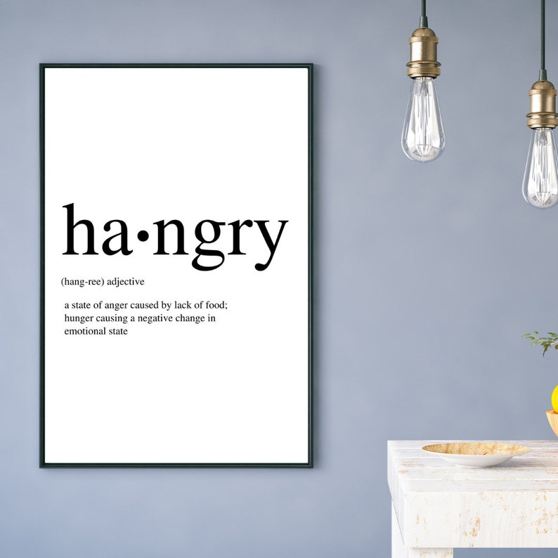 Hangry Wall Art Print Kitchen Wall Decor Definition Quote - Etsy