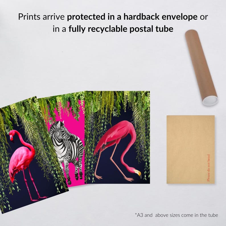 Tropical Flamingo & Zebra Wall Art Set of 3 Prints | Maximalist Jungle ...