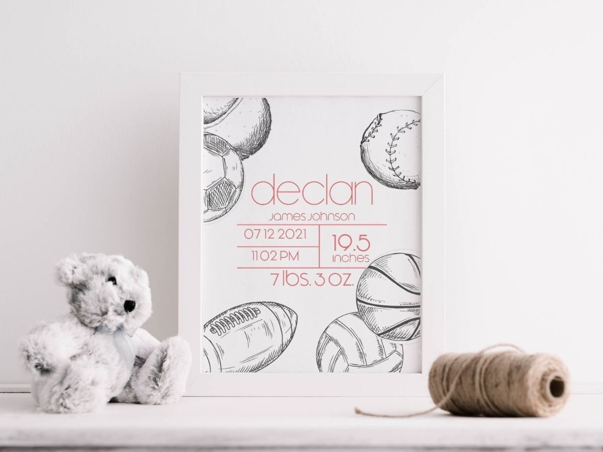 Birth Details Stats Print Editable Template Printable | Etsy