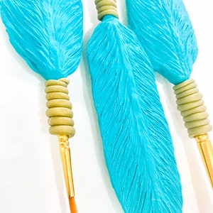 Turquoise Feather Paintbrush Set Art Supplies Gift for Artists and Art ...