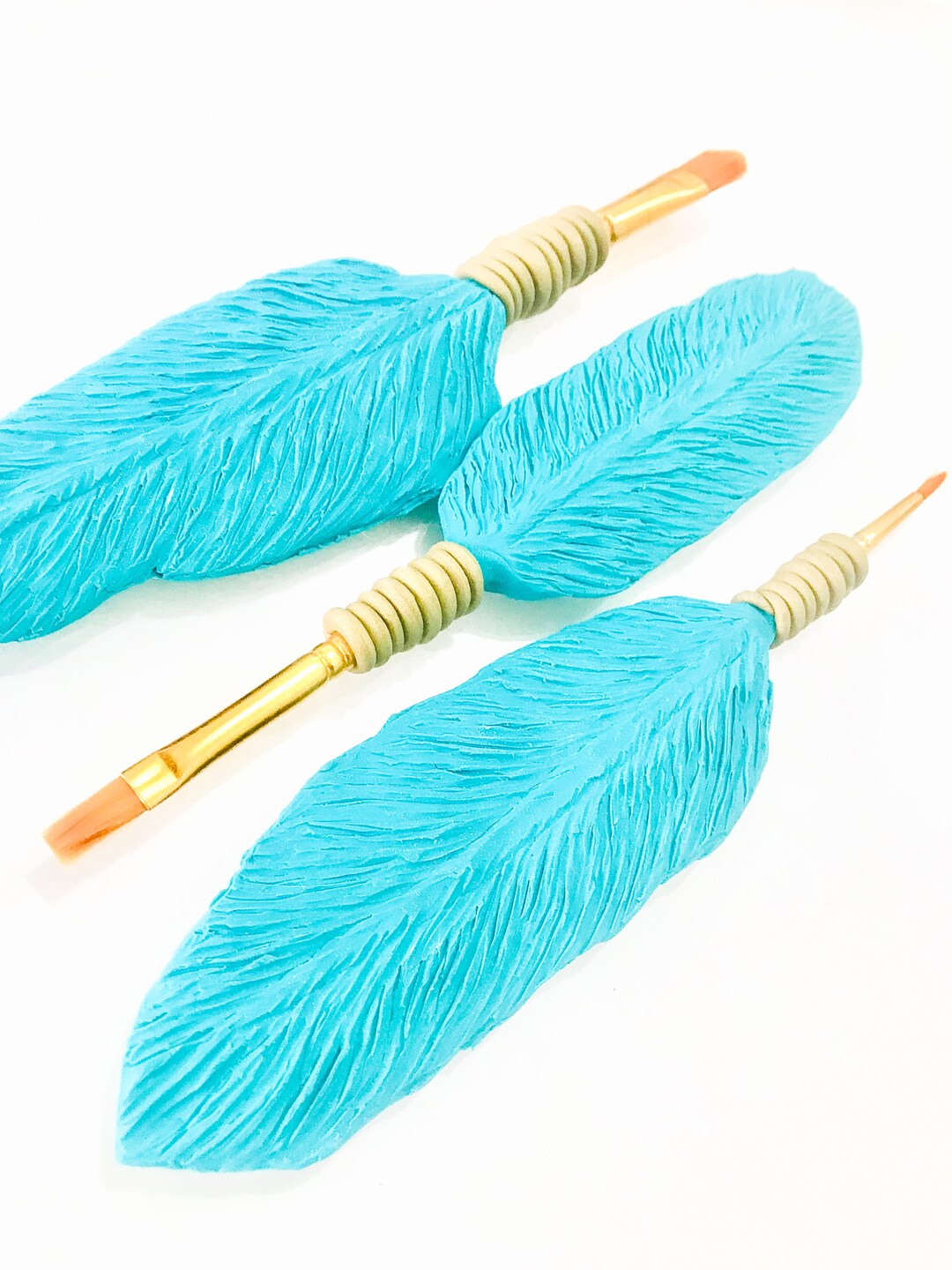 Turquoise Feather Paintbrush Set | Art Supplies Gift for Artists and ...