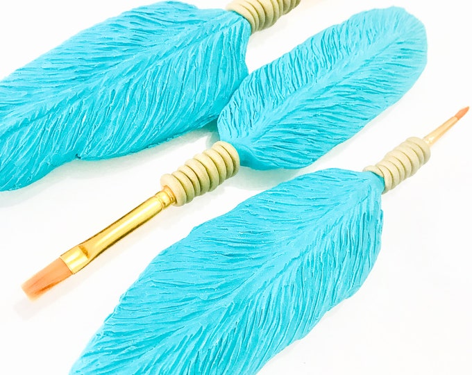 Turquoise Feather Paintbrush Set | Art Supplies Gift for Artists and ...