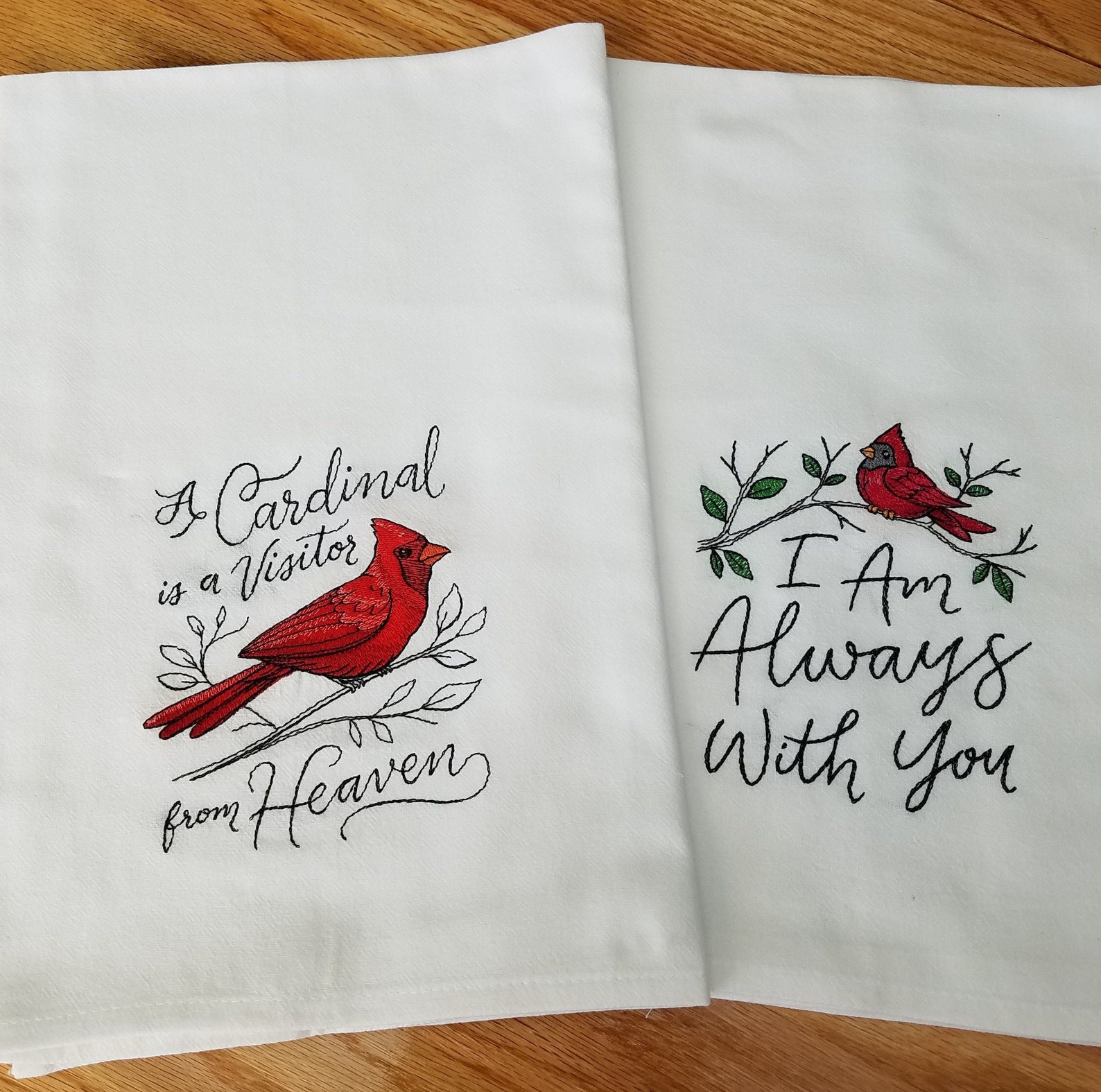 Cardinal Memory Gift Combined Set - Embroidered Kitchen Tea Towel; Dish ...