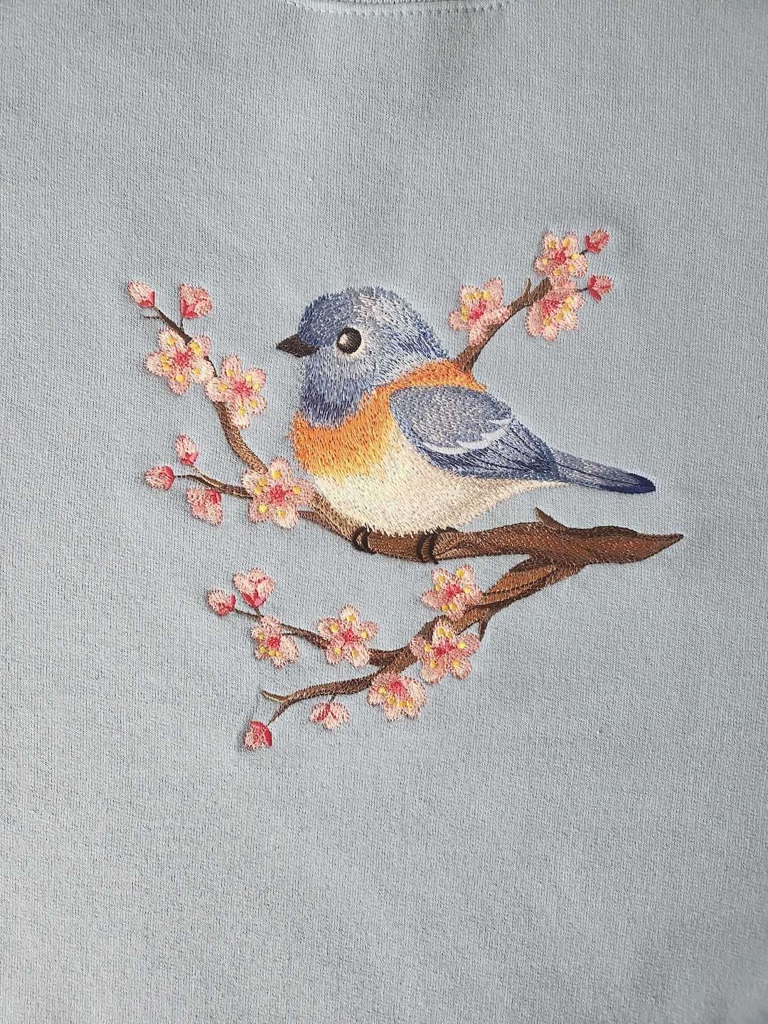 Embroidered Charming Little Blue Bird UNISEX Sweatshirt - - Spring ...