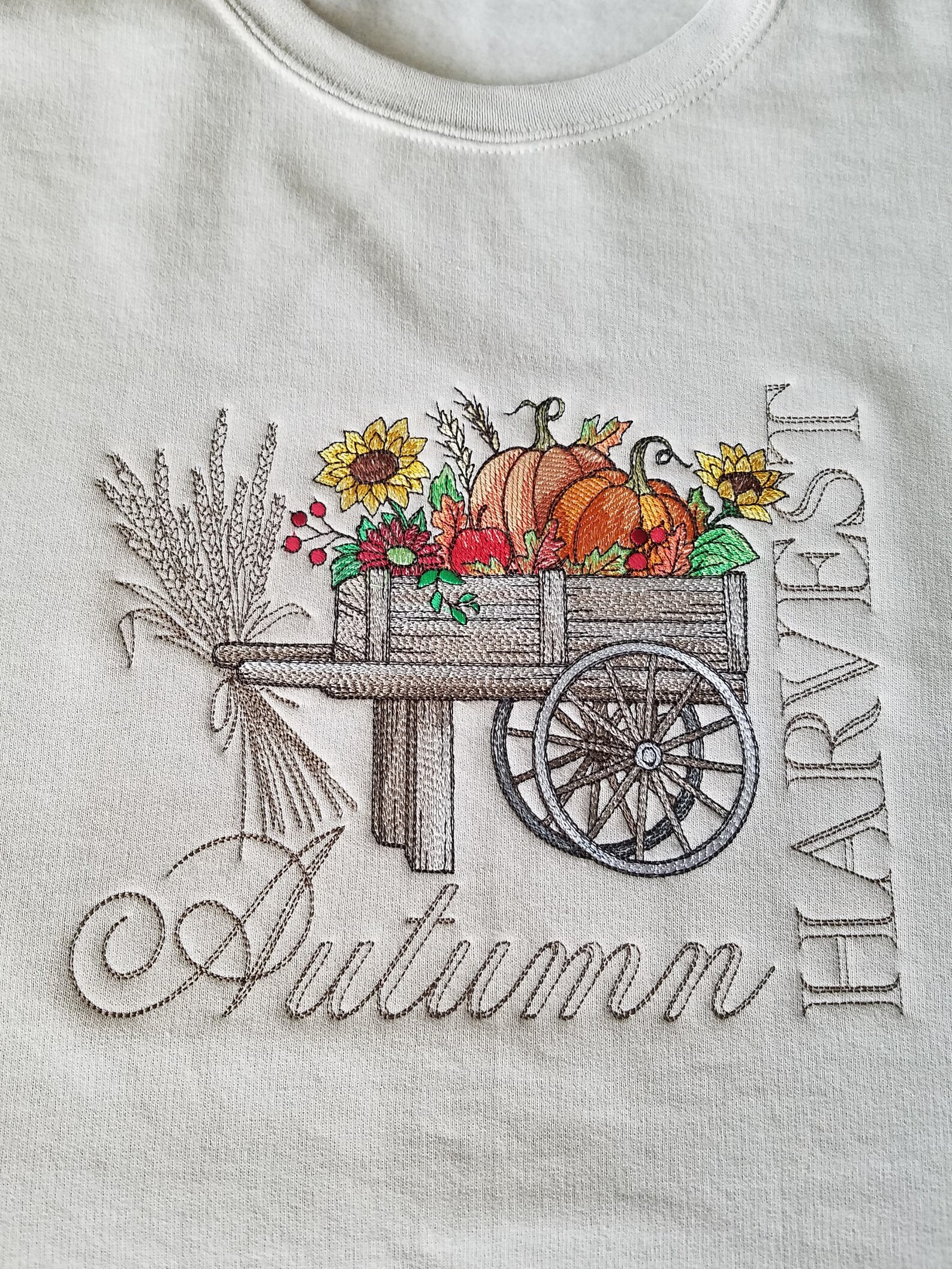 Embroidered Autumn Harvest Sandstone JERZEES Sweatshirt -halloween ...