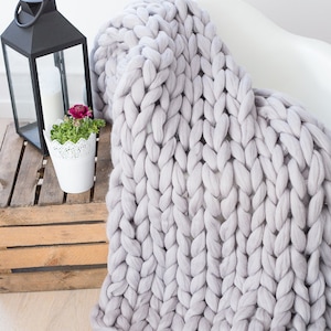Chunky Knit Blanket, Blanket, Super Chunky Blanket, Giant Knit Blanket ...
