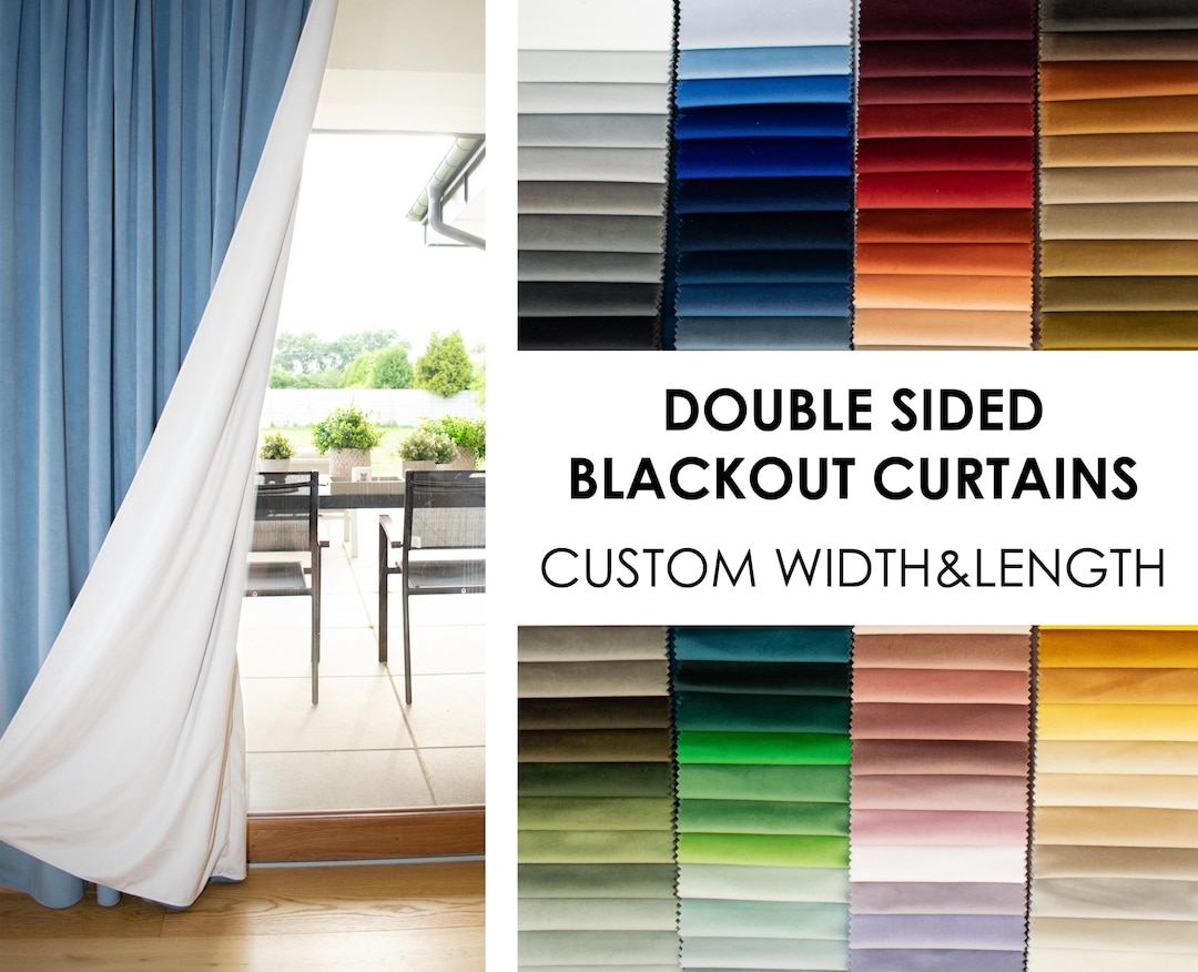 Double Sided Blackout Curtains, Custom Velvet Curtain Panel for Living ...